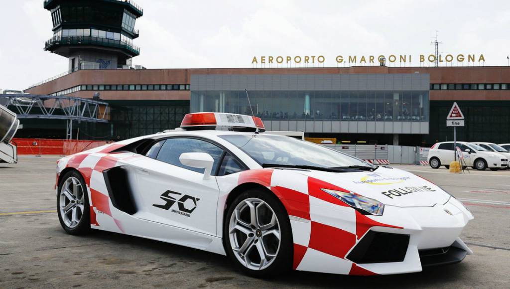 Lamborghini Aventador Follow Me car at Bologna Airport | CarSession